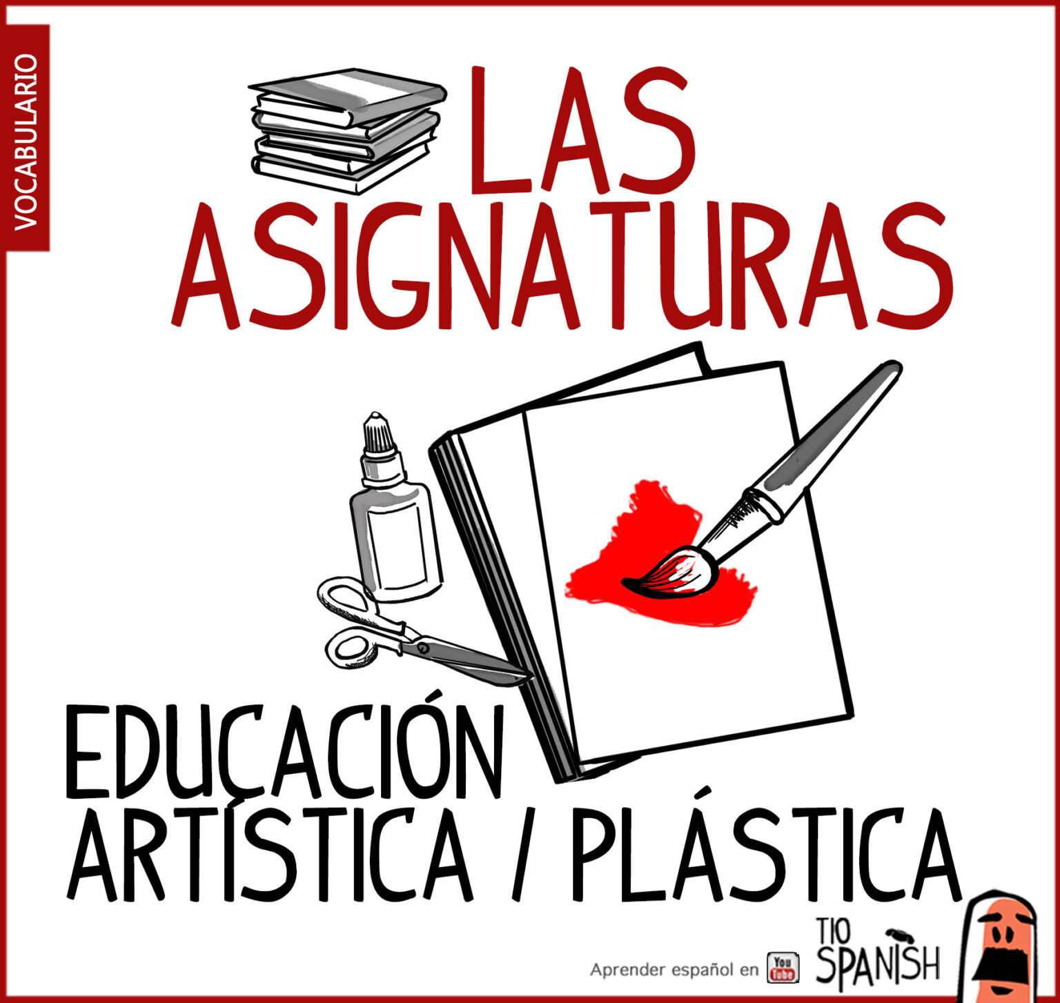 Las asignaturas del colegio, vocabulario español - Tio Spanish