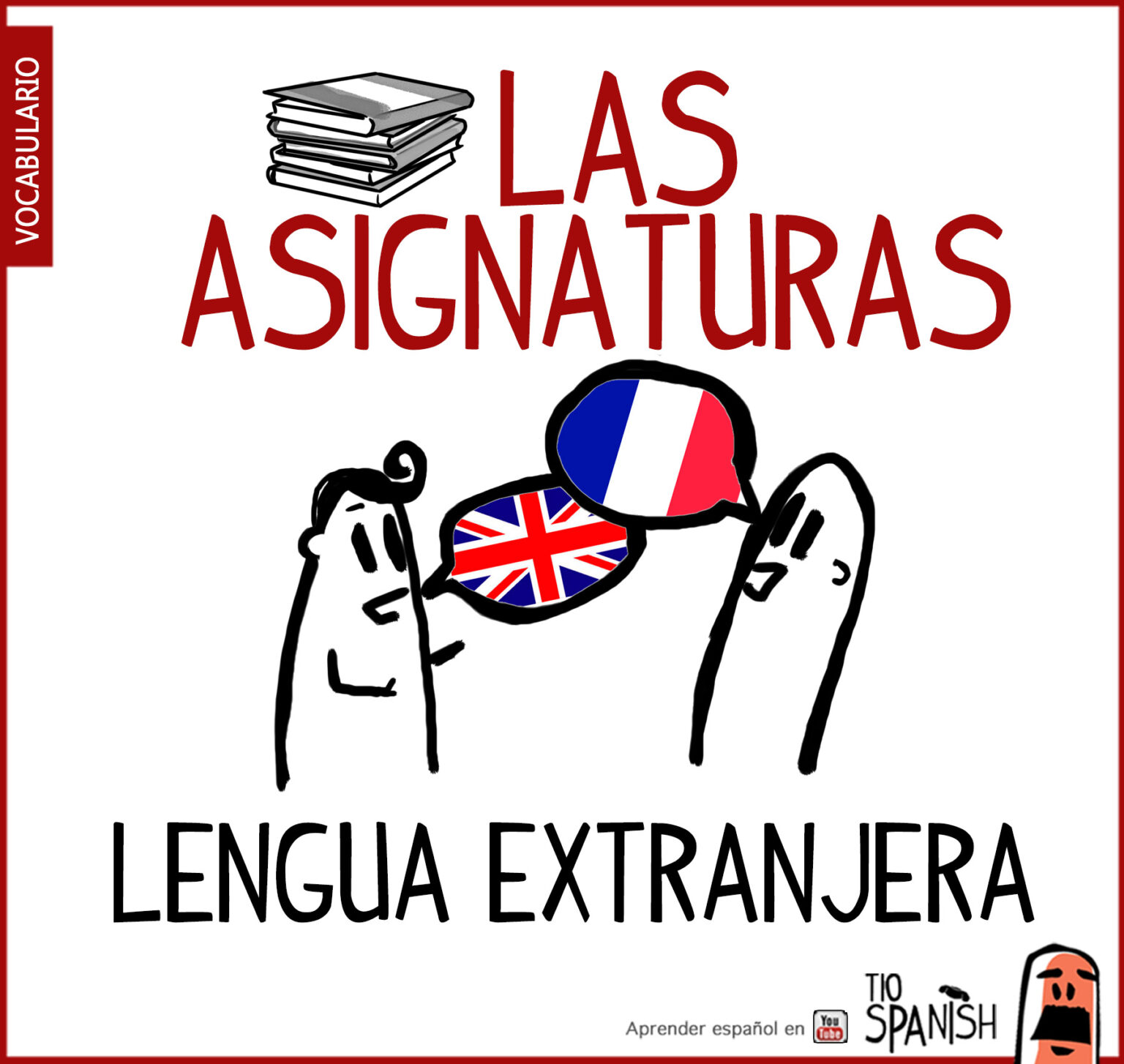 Las asignaturas del colegio, vocabulario español - Tio Spanish