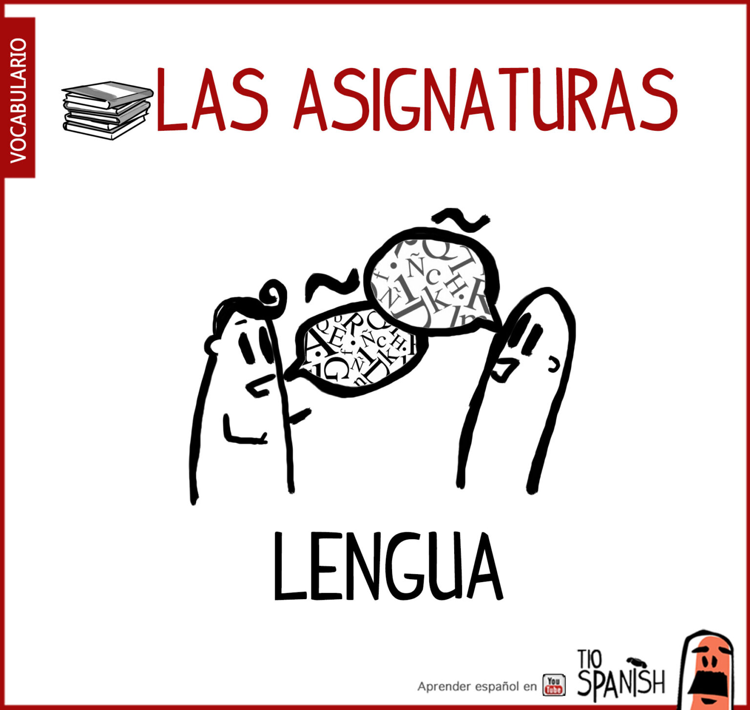 Las asignaturas del colegio, vocabulario español - Tio Spanish