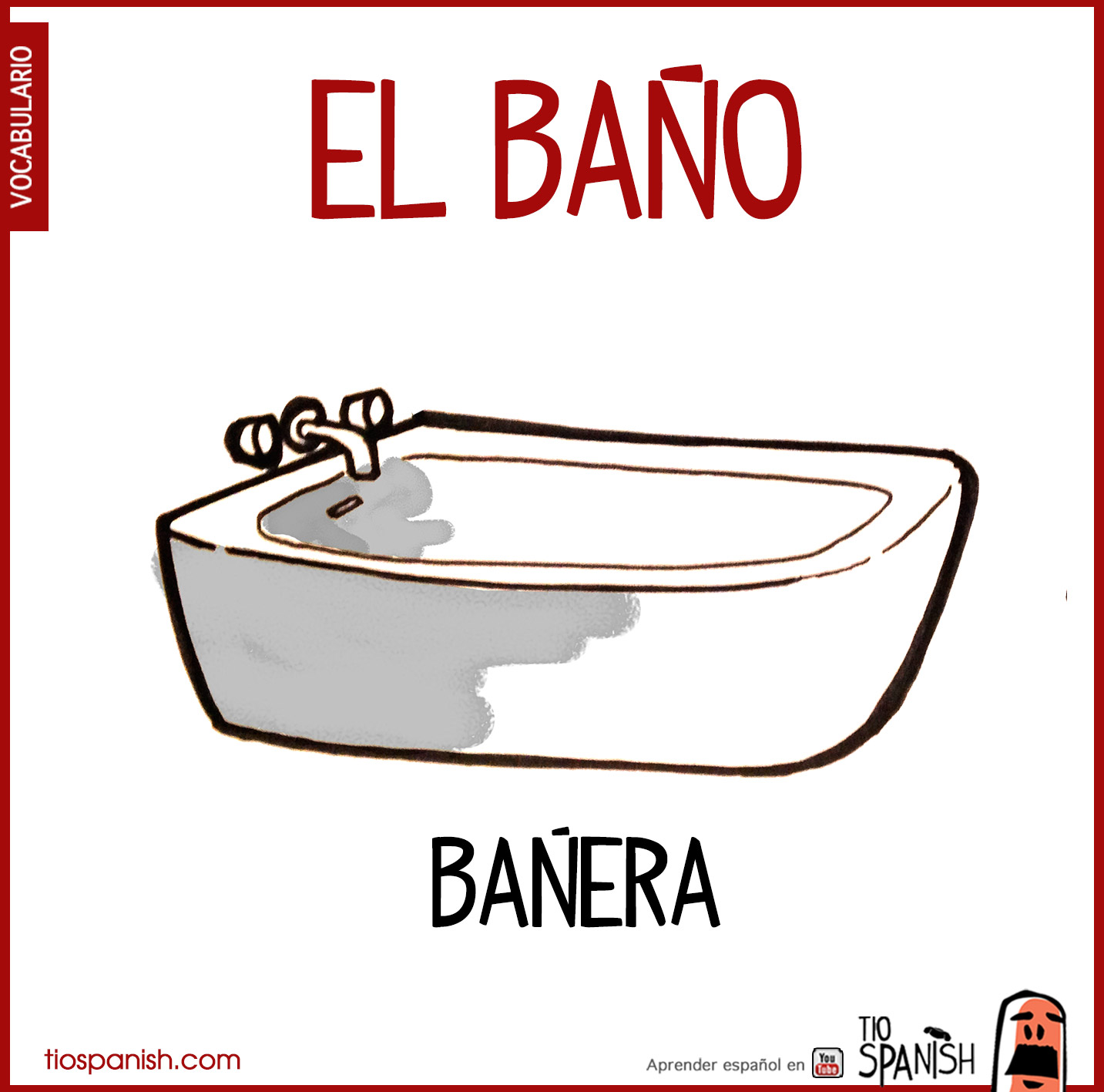 Vocabulario en el baño, vocabulario español de la casa - Tio Spanish