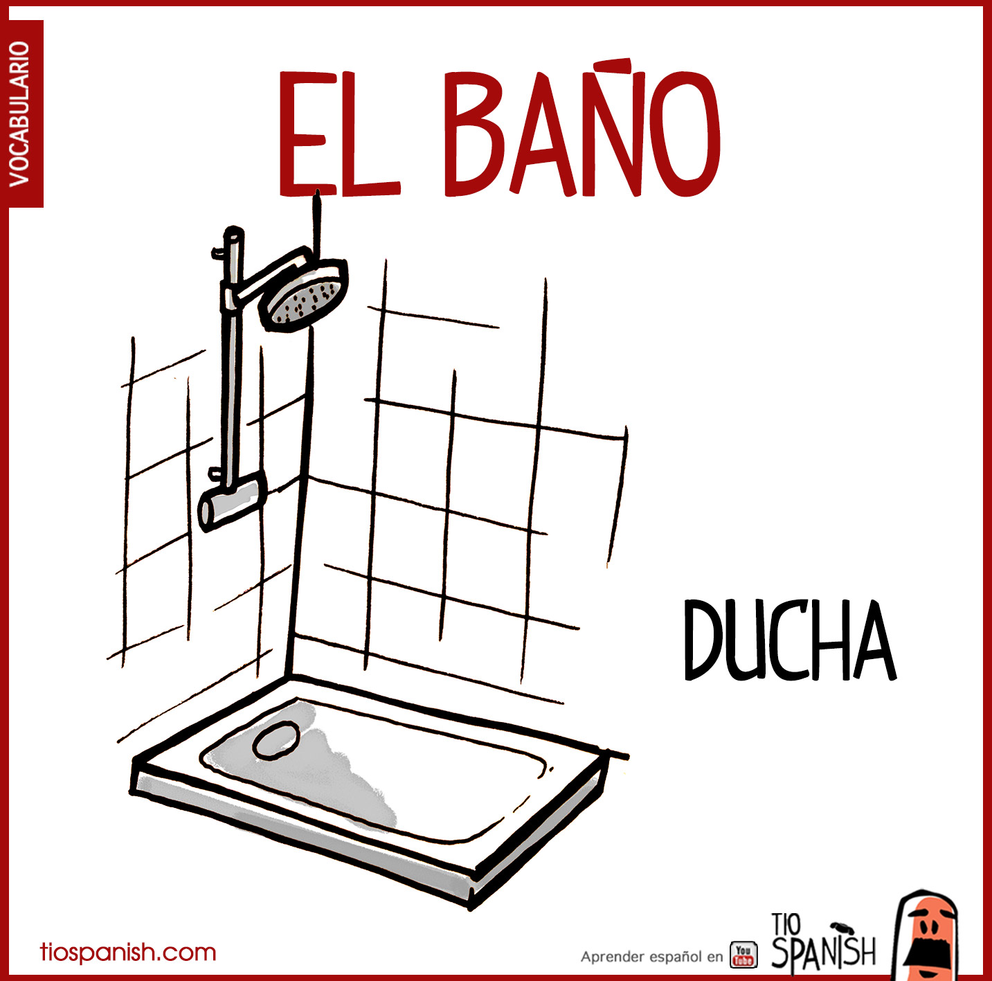 Vocabulario en el baño, vocabulario español de la casa - Tio Spanish