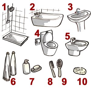 Escribe los elementos del baño, ejercicios vocabulario español