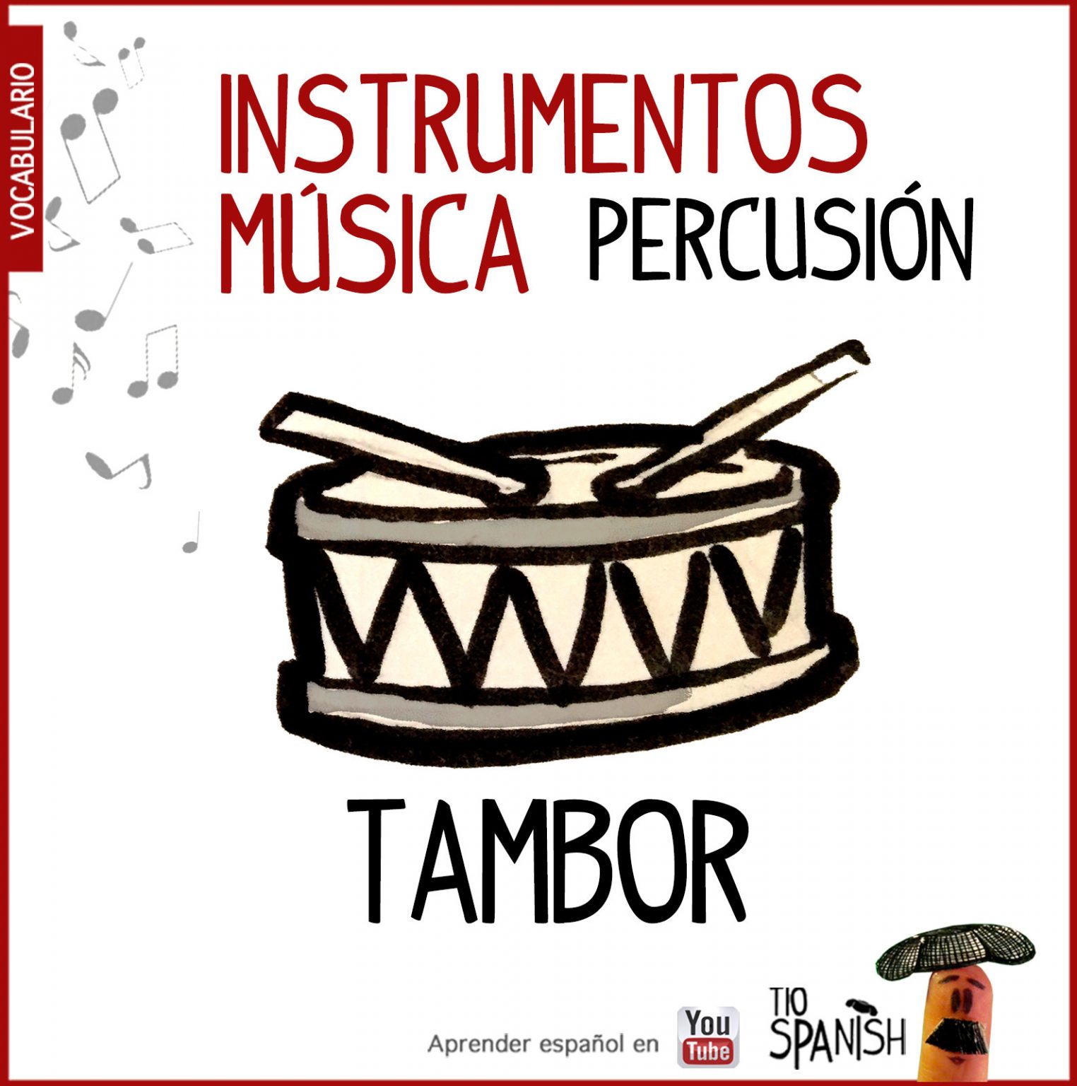 Vocabulario de los intrumentos de musica en español - Tio Spanish