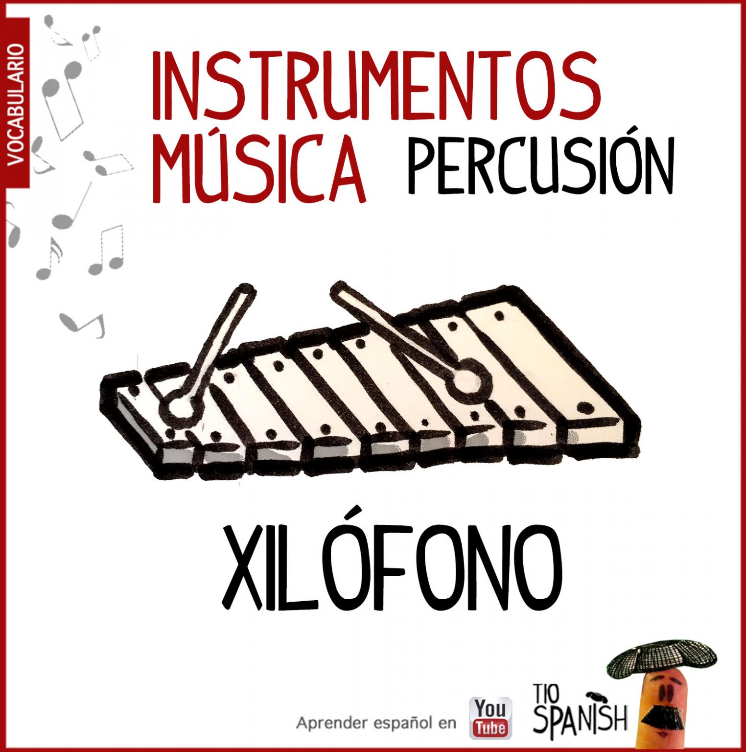 Vocabulario de los intrumentos de musica en español - Tio Spanish